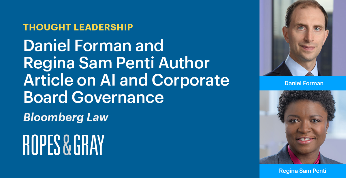 Regina Sam Penti Co-authors Article on AI and Corporate Board ...